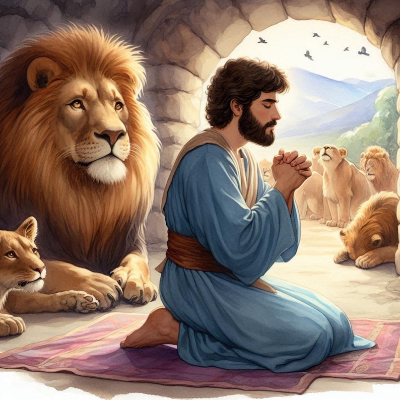 Daniel in the Lion's Den Clipart Bundle: Bible Story Art (digital ...