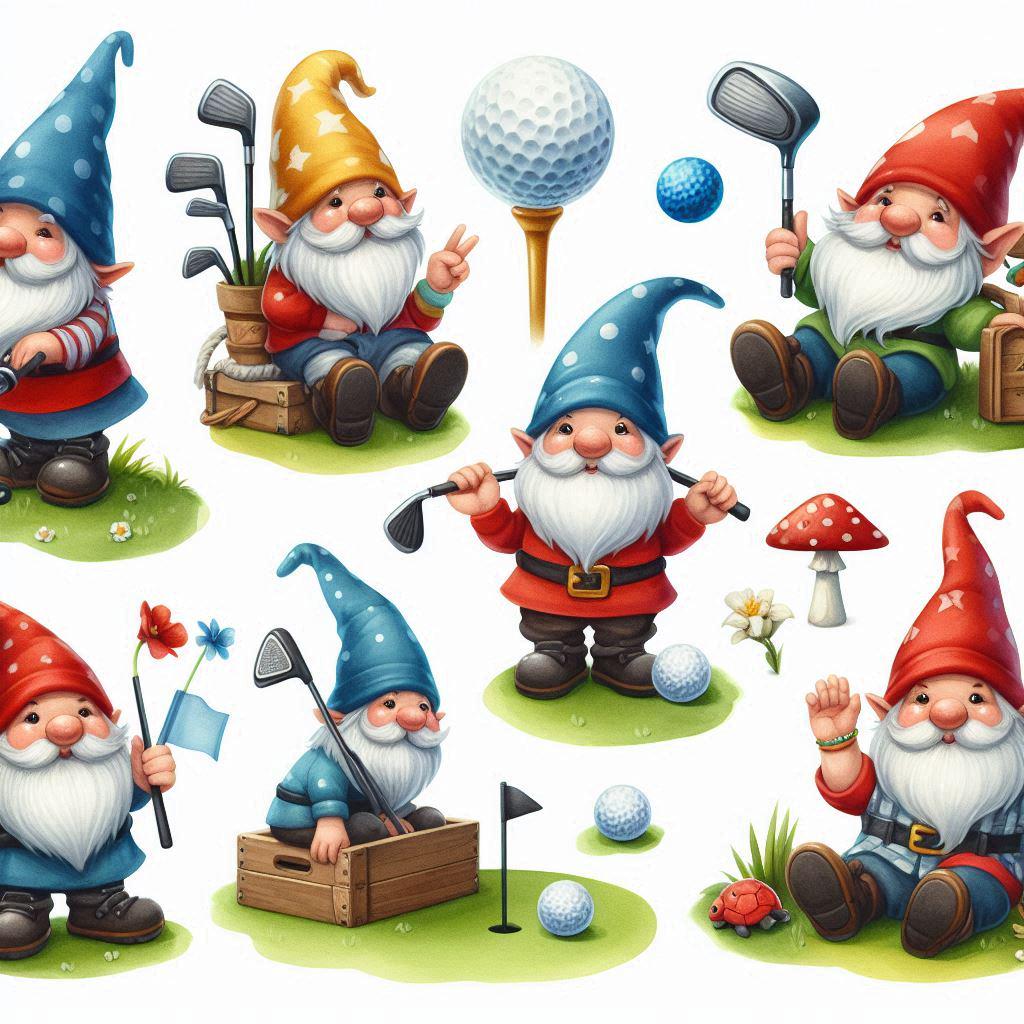 Golfing Gnomes Clipart, Golf Gnome JPG| Gnome Clipart | Sports Gnome ...