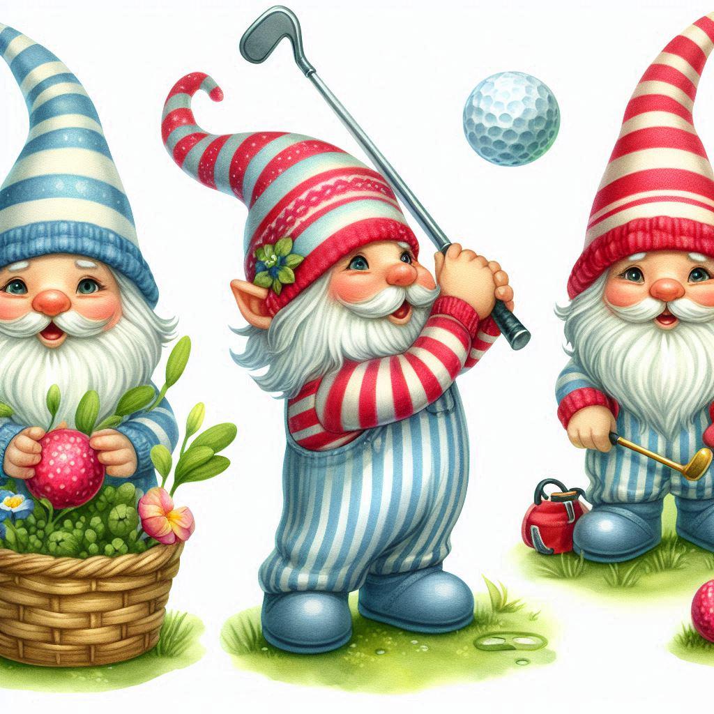 Golfing Gnomes Clipart, Golf Gnome JPG| Gnome Clipart | Sports Gnome ...