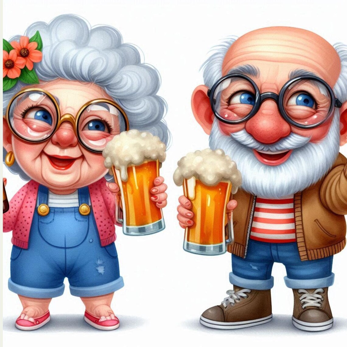 Funny Old Couple Clipart cheerful Granny Old Lady and Man Cartoon ...