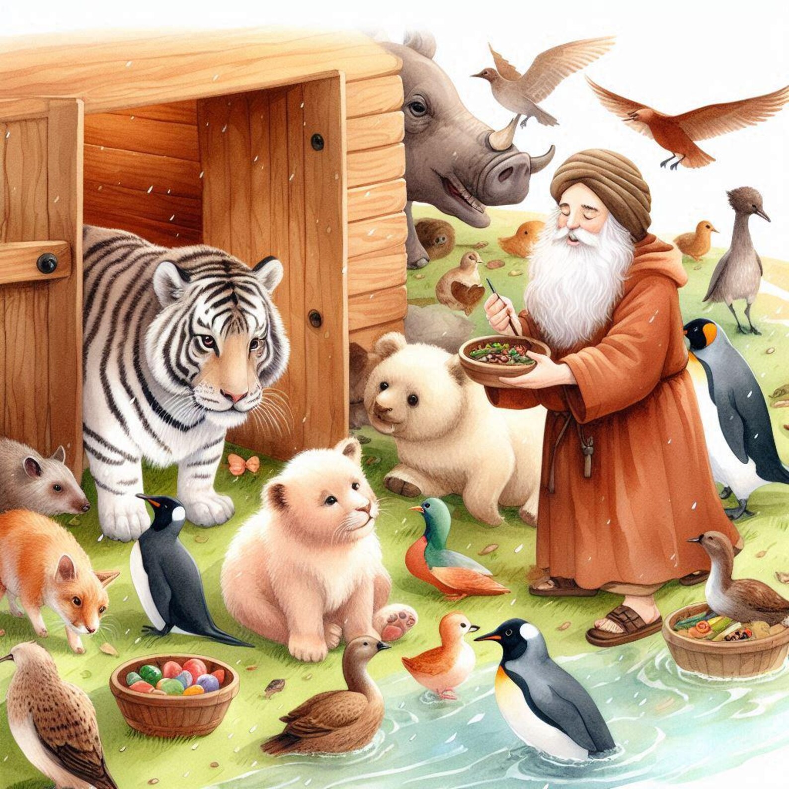 Watercolor Noah's Ark Baby Nursery Clipart, Bible Story Clipart Bundle ...