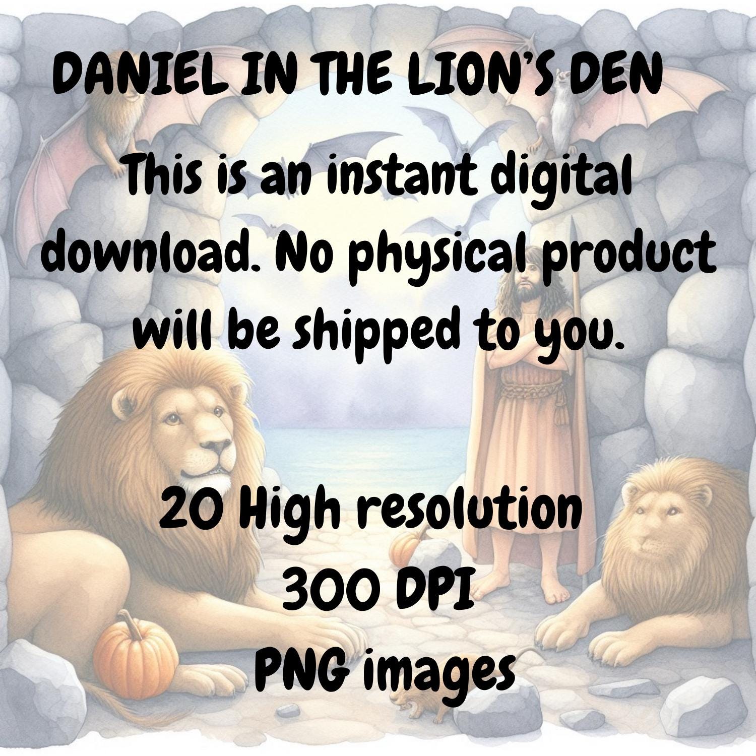 Daniel in the Lion's Den Clipart Bundle: Bible Story Art (digital ...