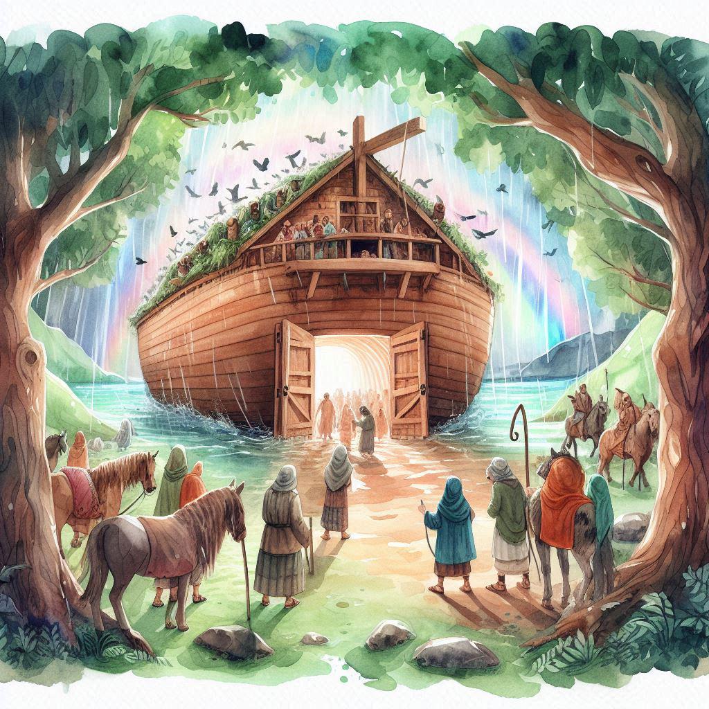 Watercolor Noah's Ark Baby Nursery Clipart, Bible Story Clipart Bundle ...