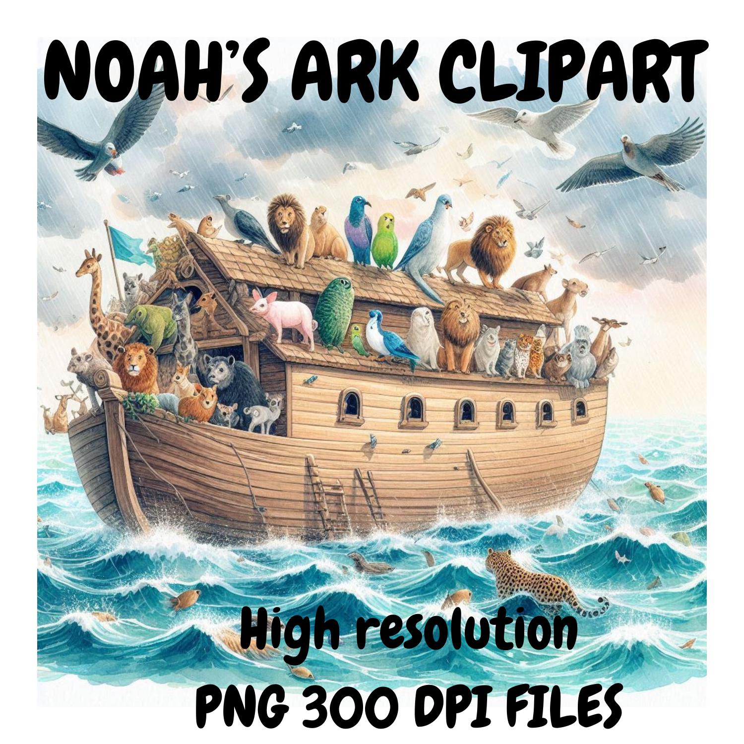 Watercolor Noah's Ark Baby Nursery Clipart, Bible Story Clipart Bundle ...