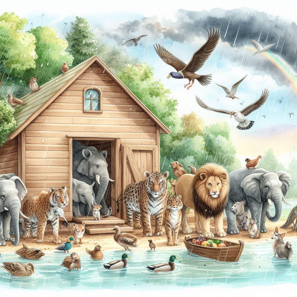 Watercolor Noah's Ark Baby Nursery Clipart, Bible Story Clipart Bundle ...