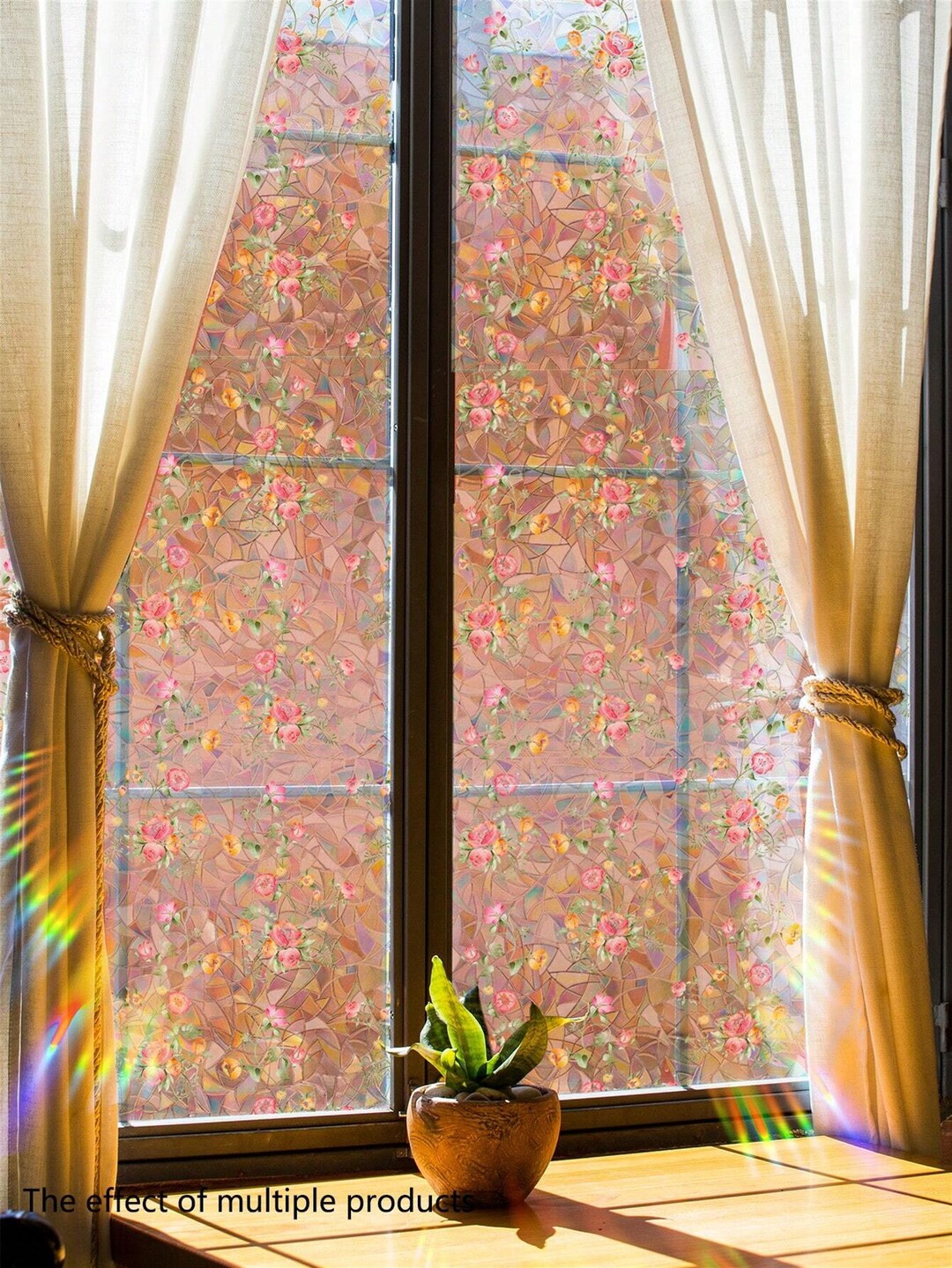 Colorful Flower Design Static Sticker With Sunlight Prism Effect ...