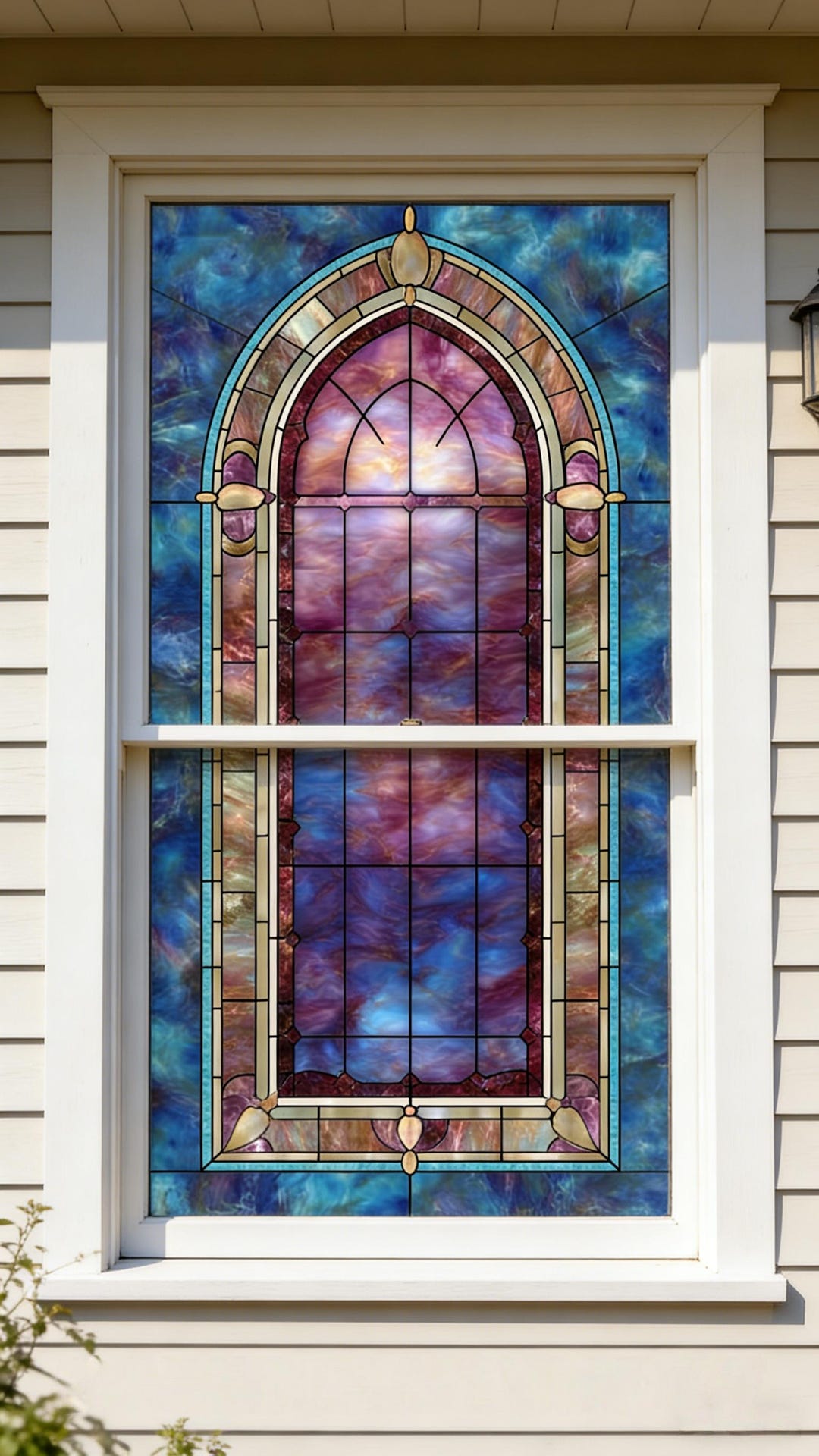 Gothic Stained Glass Window Film - Static Cling Privacy Window Sticker ...