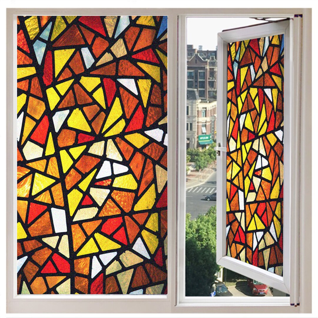 Stained Glass Window Film Custom Size Mosaic Privacy UV Blocking Glass ...