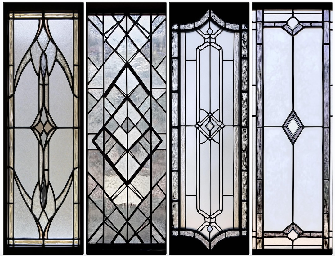 Custom Modern Geometric Frosted Glass Window Film Tall Privacy Panel ...