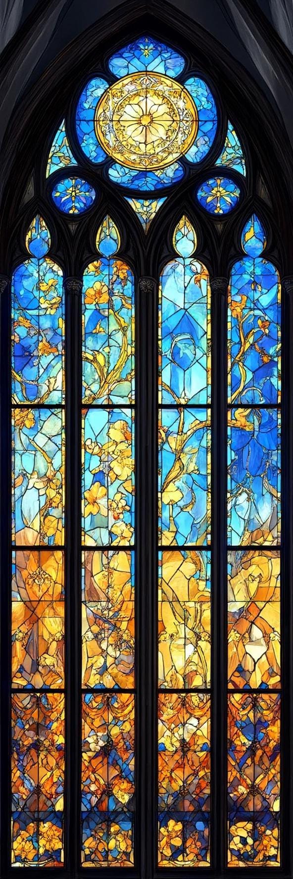 Custom Stained Glass Window Film – Gothic Cathedral Style Privacy ...