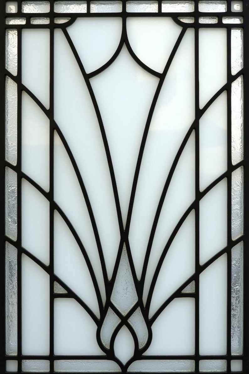 Custom Leaded Glass Window Privacy Film – Elegant Frosted Geometric Art ...