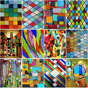 Customize Stained Glass Window Film Frosted Mosaic Grid Privacy ...