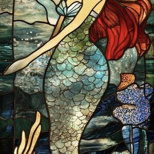 Underwater Mermaid Stained Glass Window Film - Custom Decorative ...
