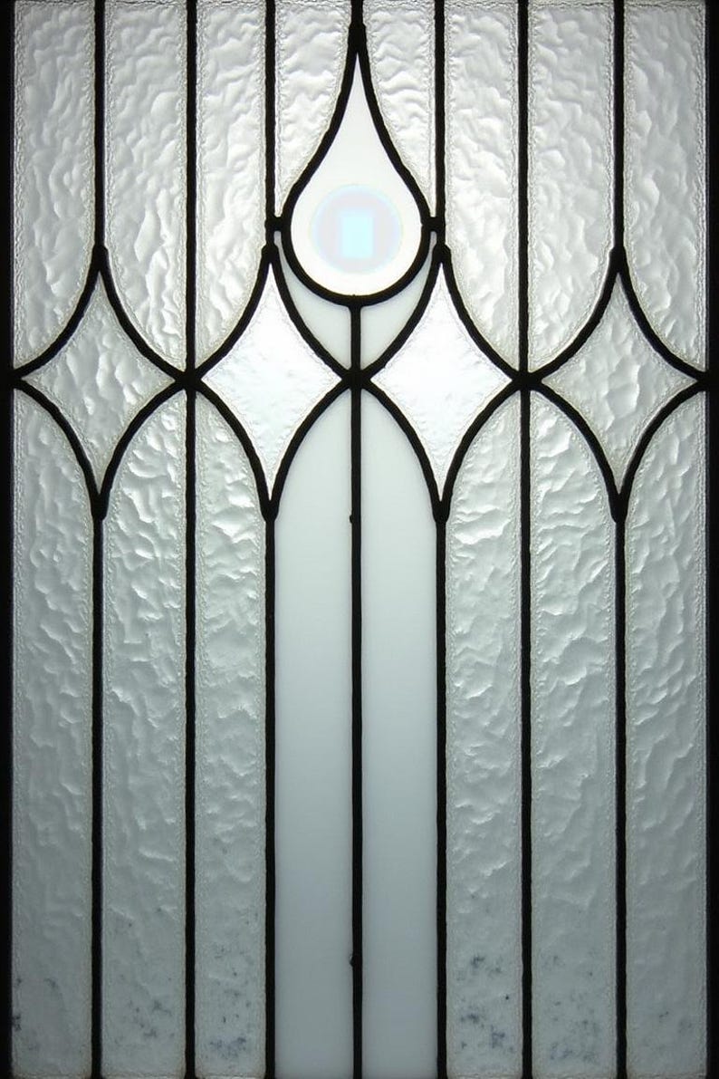 Custom Leaded Glass Window Privacy Film – Elegant Frosted Geometric Art ...