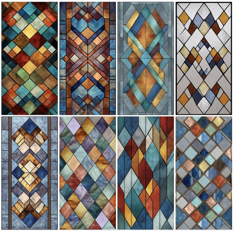 Custom Multicolor Diamond Stained Glass Window Film – Harlequin Mosaic ...