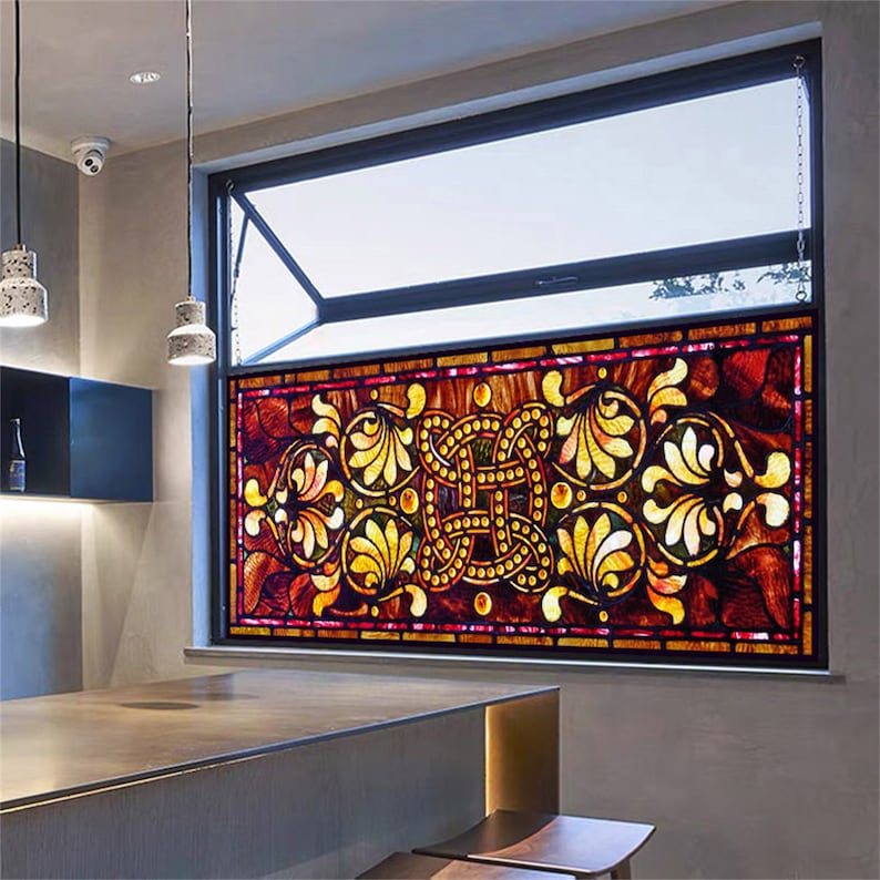 Custom Size Stained Glass Window Film Frosted Privacy Static Cling ...