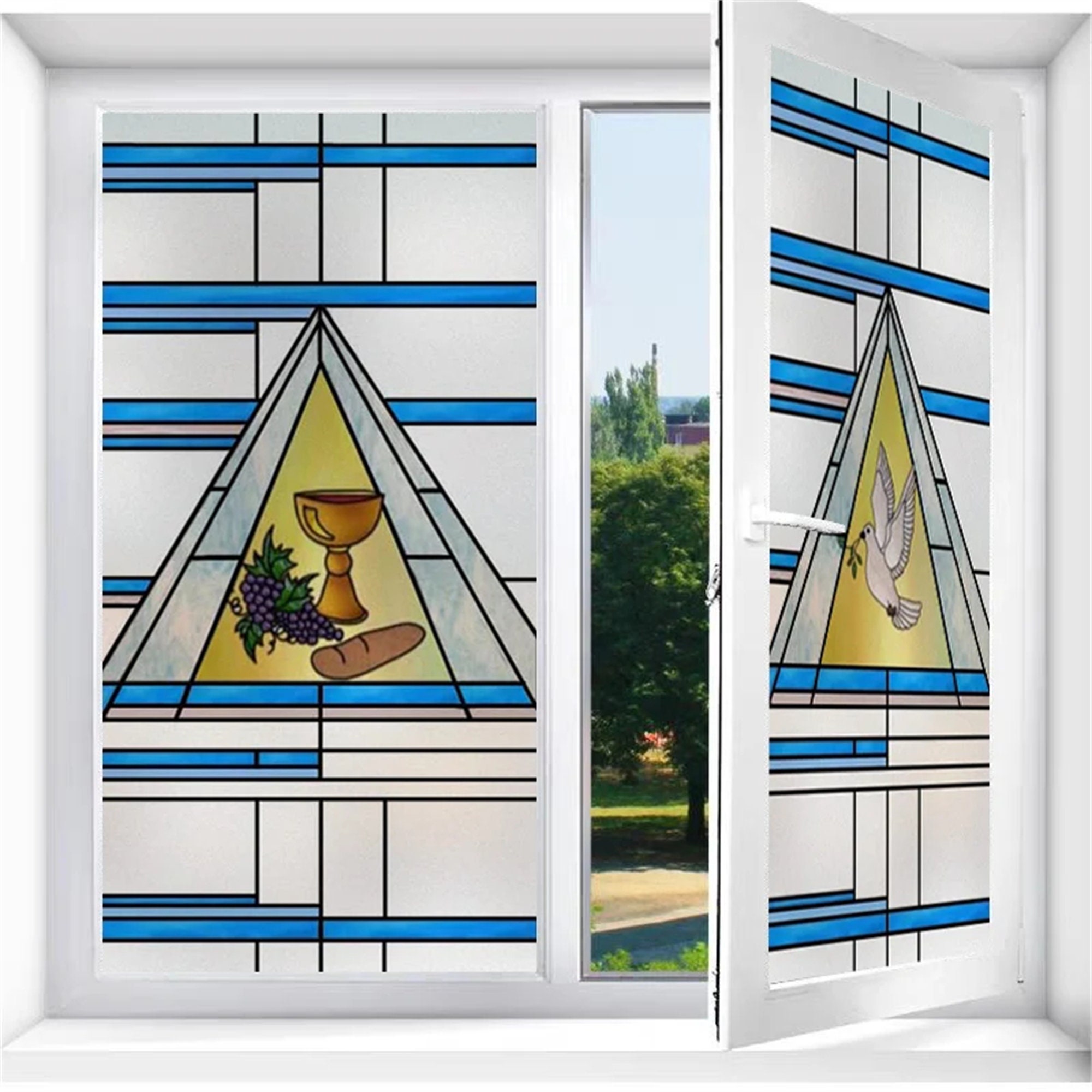 Custom Privacy Window Films - Frosted Stained Glass Designs With Church ...