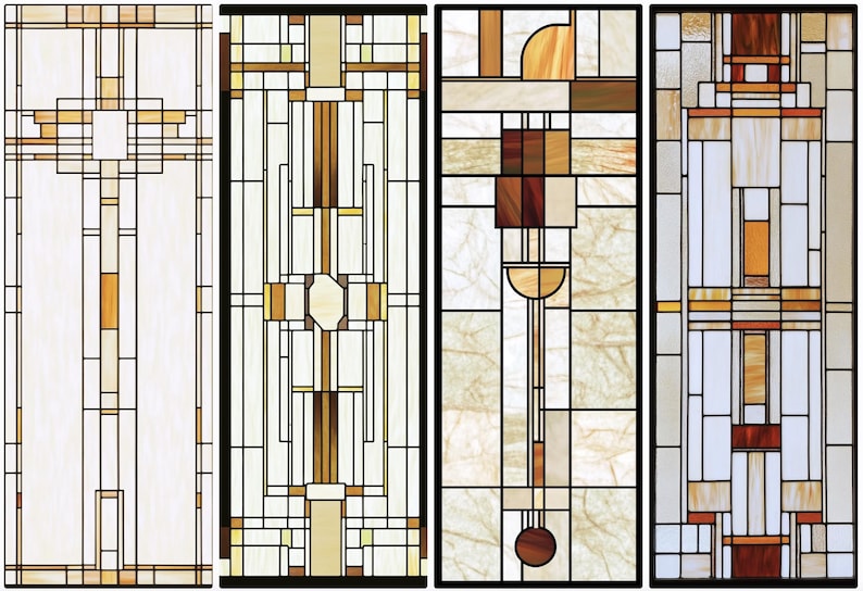 Modern Style Stained Glass Window Cling Grid Design Privacy Film for ...