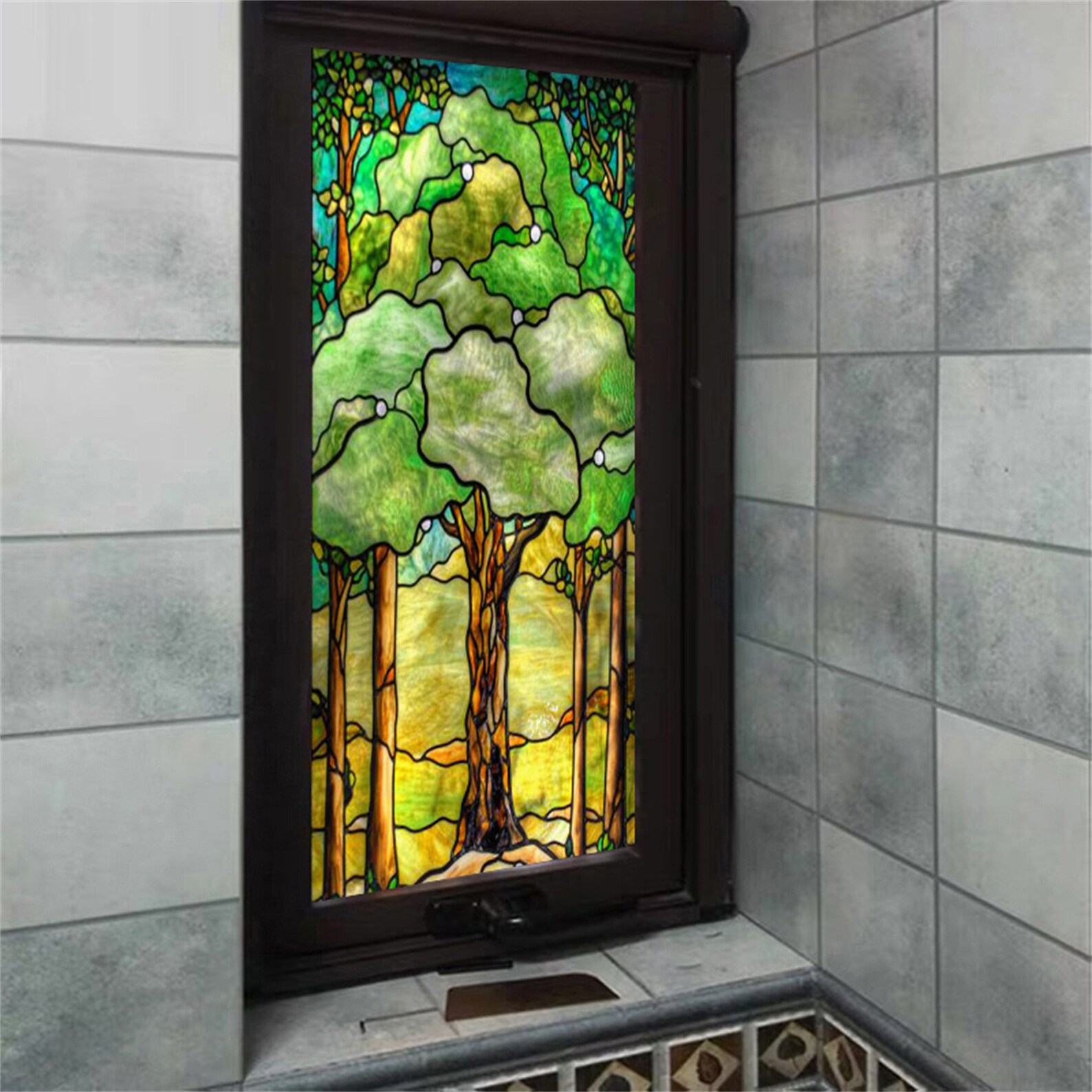 Church Colored Frosted Window Film Stained Glass Sticker Self Etsy