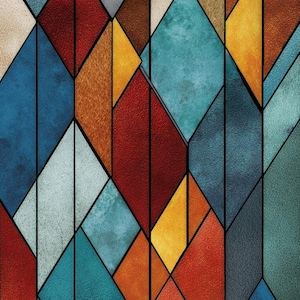 Custom Multicolor Diamond Stained Glass Window Film – Harlequin Mosaic ...