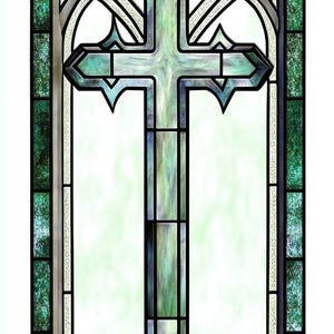 Custom Gothic Cross Stained Glass Window Film Arched Religious Privacy ...