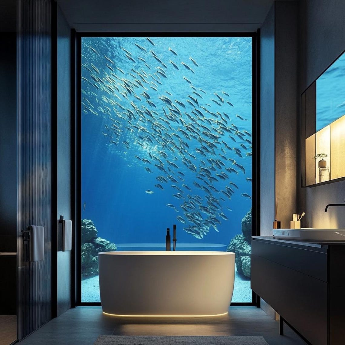Custom Ocean Underwater Window Film – Deep Sea Privacy Static Cling ...
