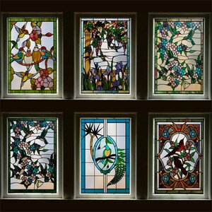 Customized Window Film Frosted Stained Glass Films - Artistic Peacock ...