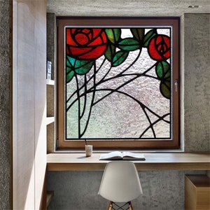 3D Matte Stained Glass Window Decal - Custom Size UV Protection Static ...