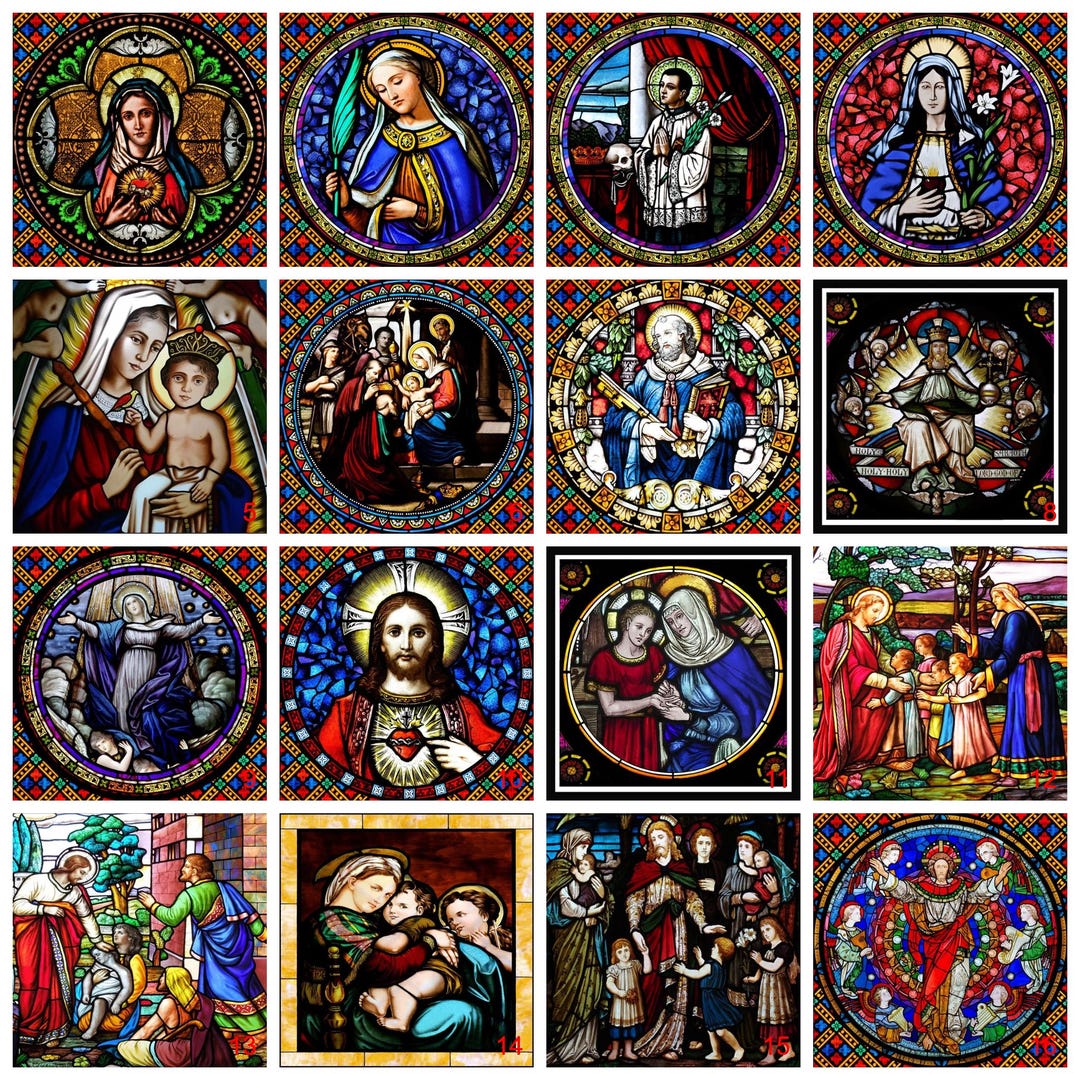Custom Round Stained Glass Window Film | Religious Art Decals | Jesus ...