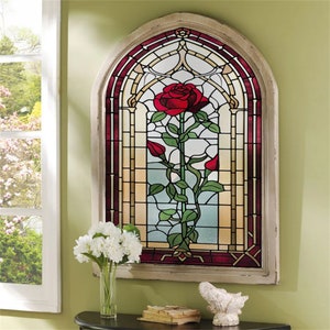 Privacy Window Films, Rose-themed Stained Glass Window Door Stickers ...