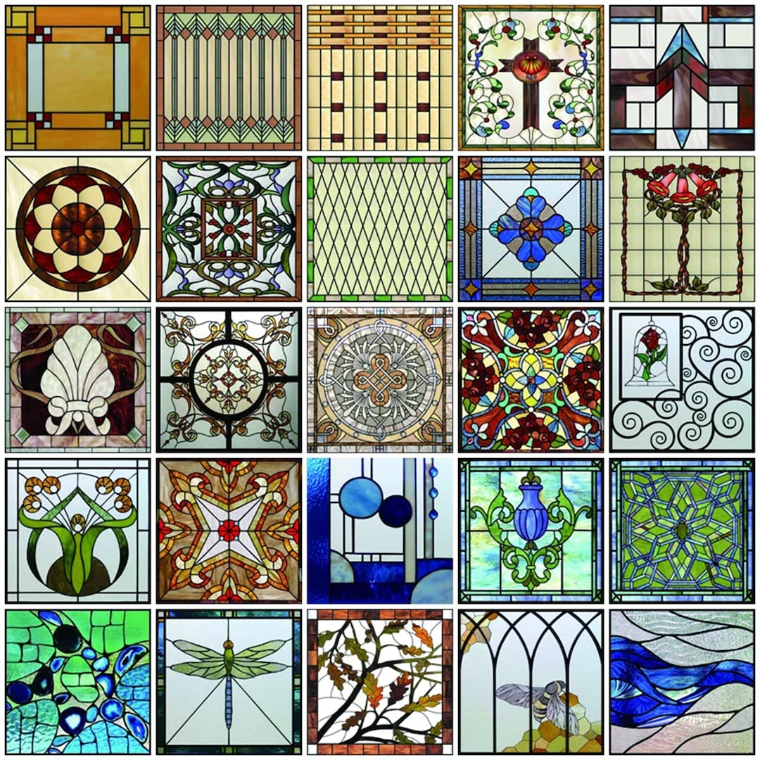 Stained Glass Decorative Window Film - Custom Size, Matte Finish, UV ...