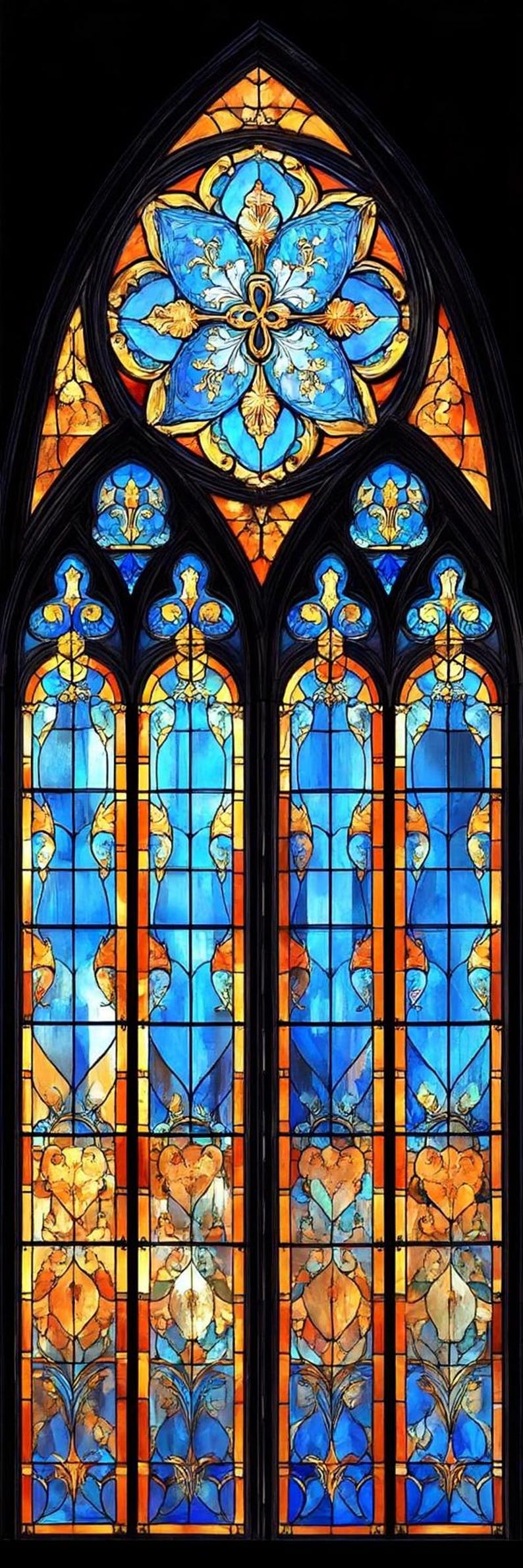 Custom Stained Glass Window Film – Gothic Cathedral Style Privacy ...
