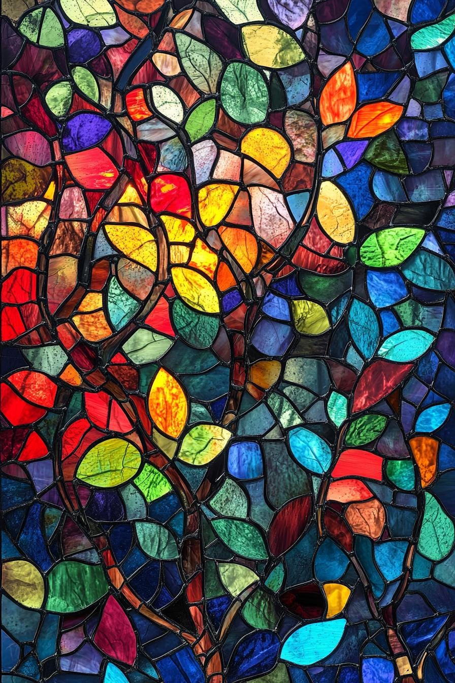Custom Stained Glass Window Film – Nature-inspired Decorative Privacy ...