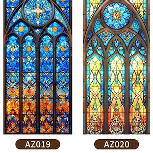 Custom Cathedral Stained Glass Window Film, Vibrant Gothic Arches ...