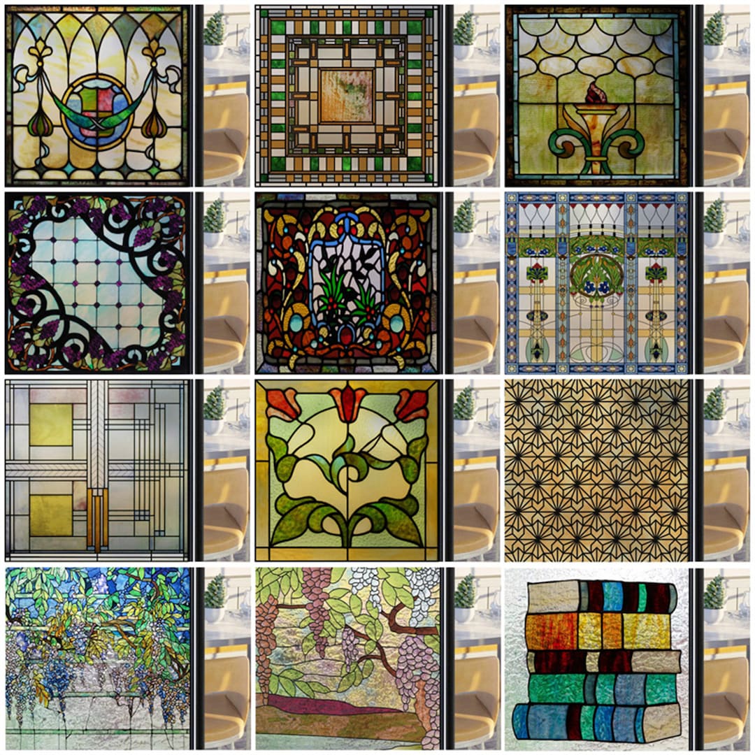 Stained Glass Window Cling Privacy Film Multicolored Window Films Non ...