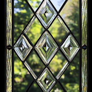 Diamond Pattern Stained Glass Window Film - Realistic Green Glass ...