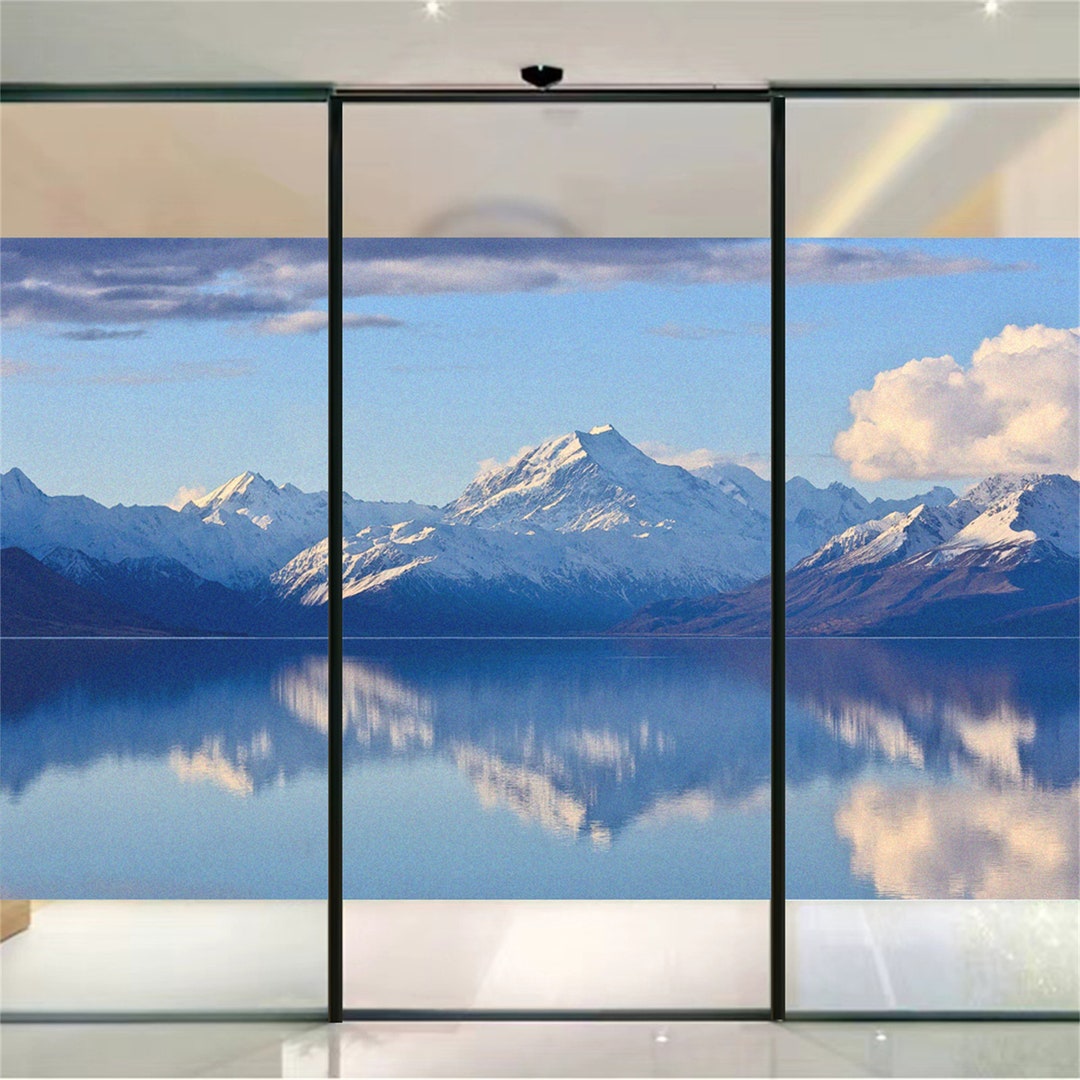 Frosted Privacy Window Film Custom Size Snow Mountain Landscape ...