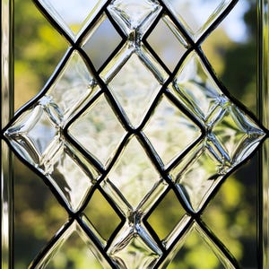 Diamond Pattern Stained Glass Window Film - Realistic Green Glass ...