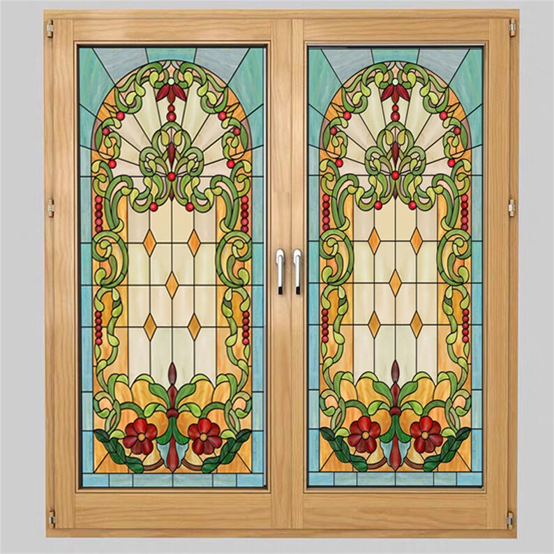 Customized Size Stained Glass Film Window Films Static Cling - Etsy