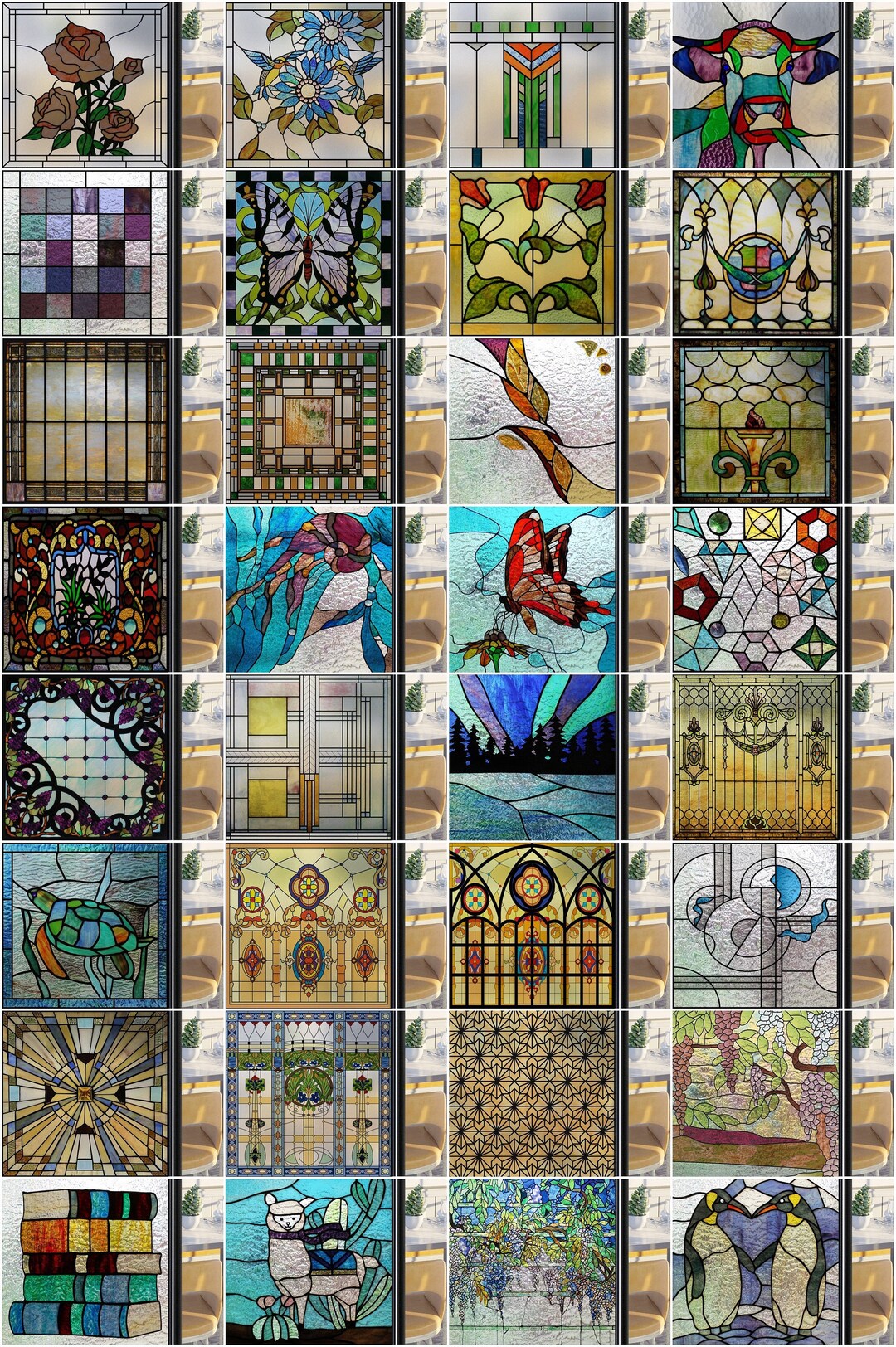 Custom Art Deco Static Cling: Foil Window Treatment With Frosted ...