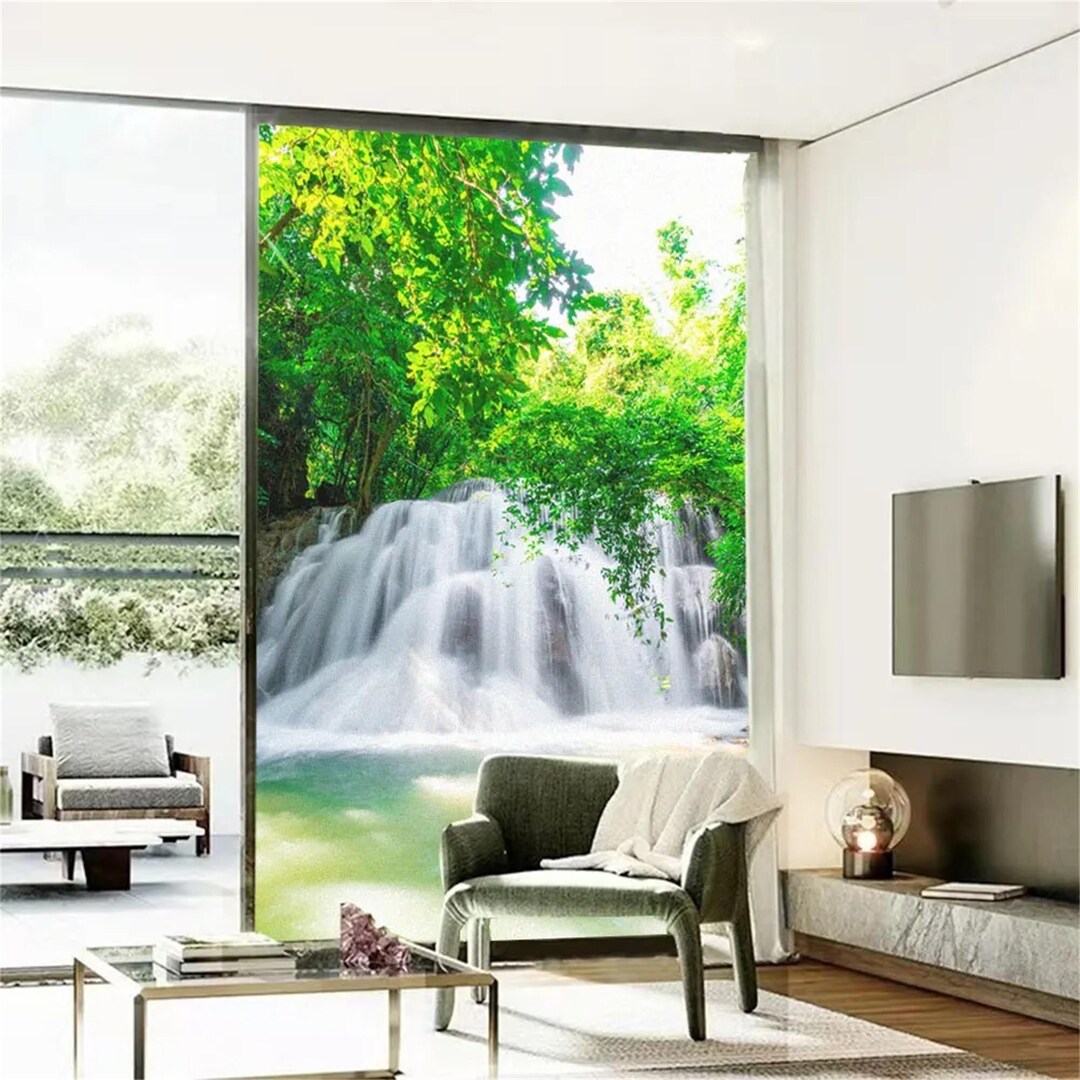 Privacy Glass Window Film – Forest Falls Pattern, Frosted Window ...