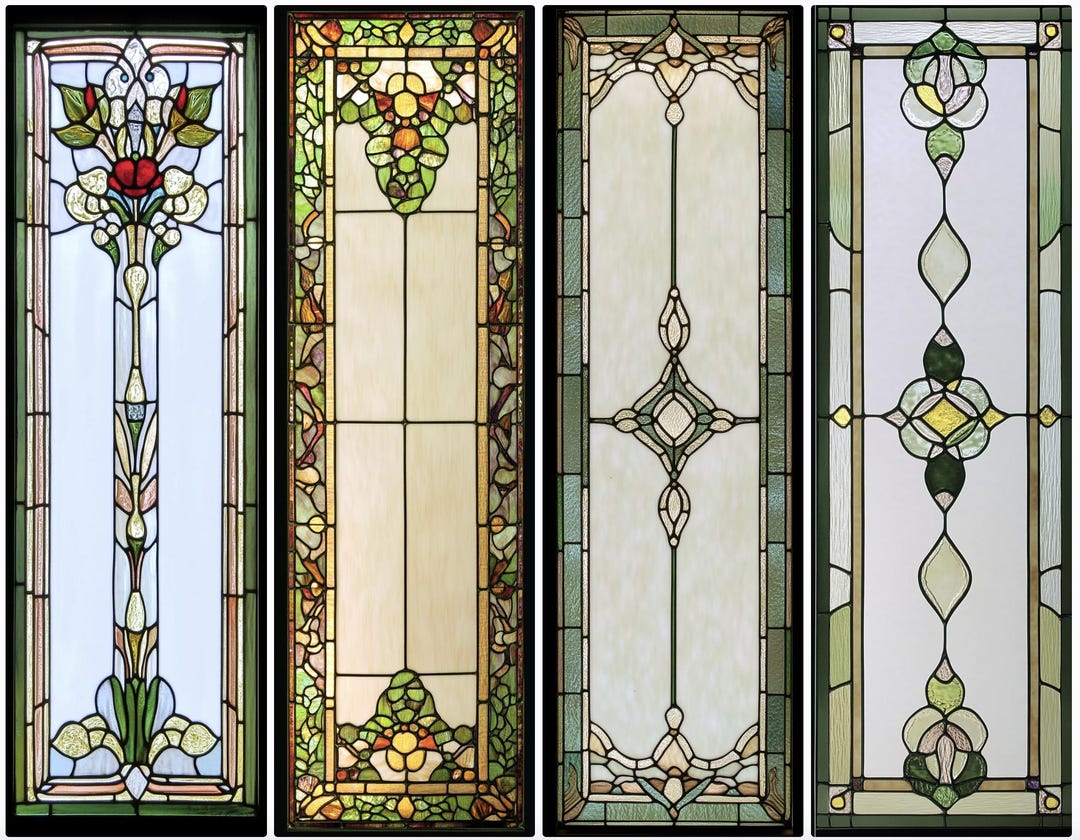 Custom Vintage Stained Glass Window Film Tall Privacy Panel Decorative ...