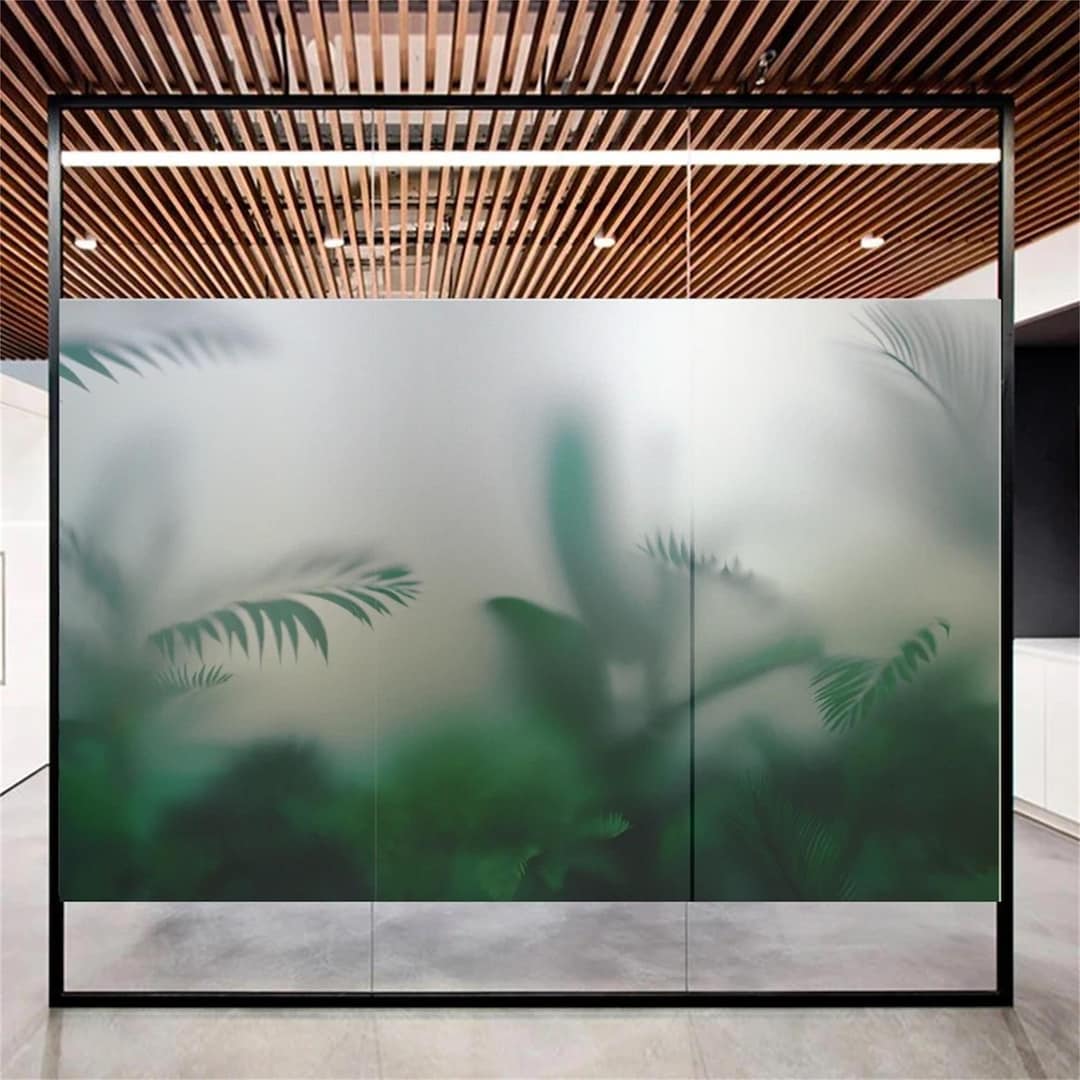 Green Plants Pattern Privacy Window Film – Static Cling, Frosted Glass ...