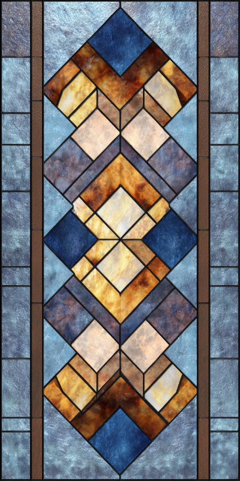 Custom Multicolor Diamond Stained Glass Window Film – Harlequin Mosaic ...