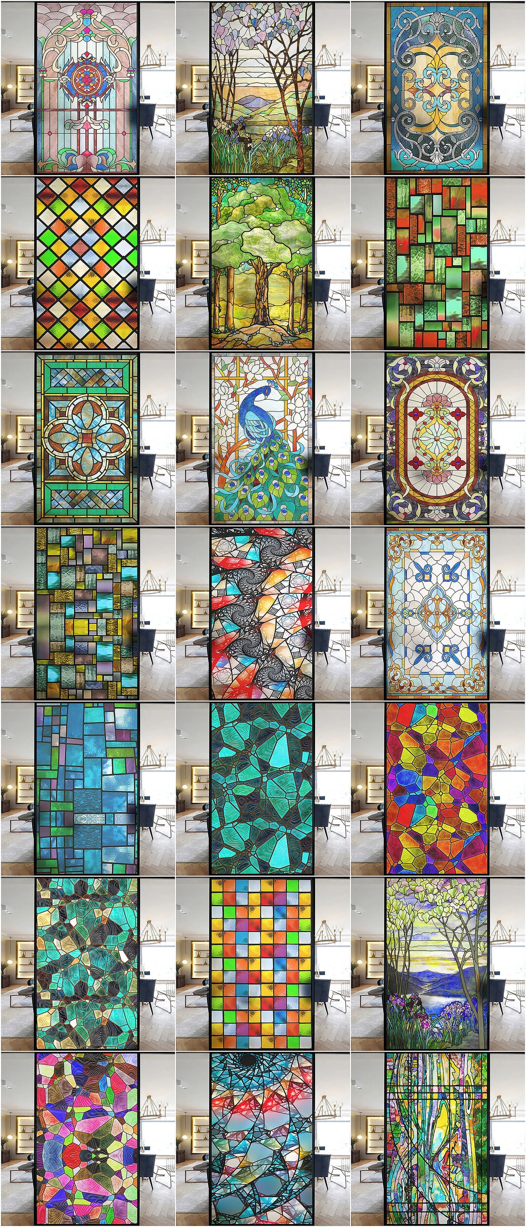 Colorful Stained Glass Window Stickers: Opaque Self-adhesive for Modern ...
