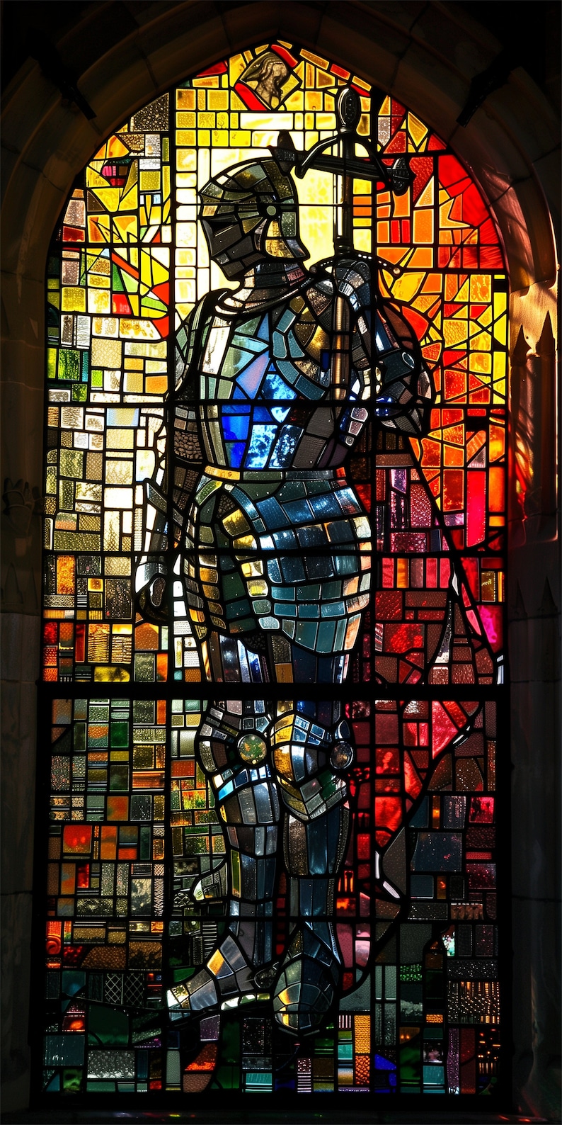 Customizable Dragon Knight Frosted Stained Glass Window Films for ...