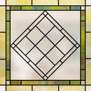 Geometric Stained Glass Window Film - Modern Art Deco Inspired Privacy ...