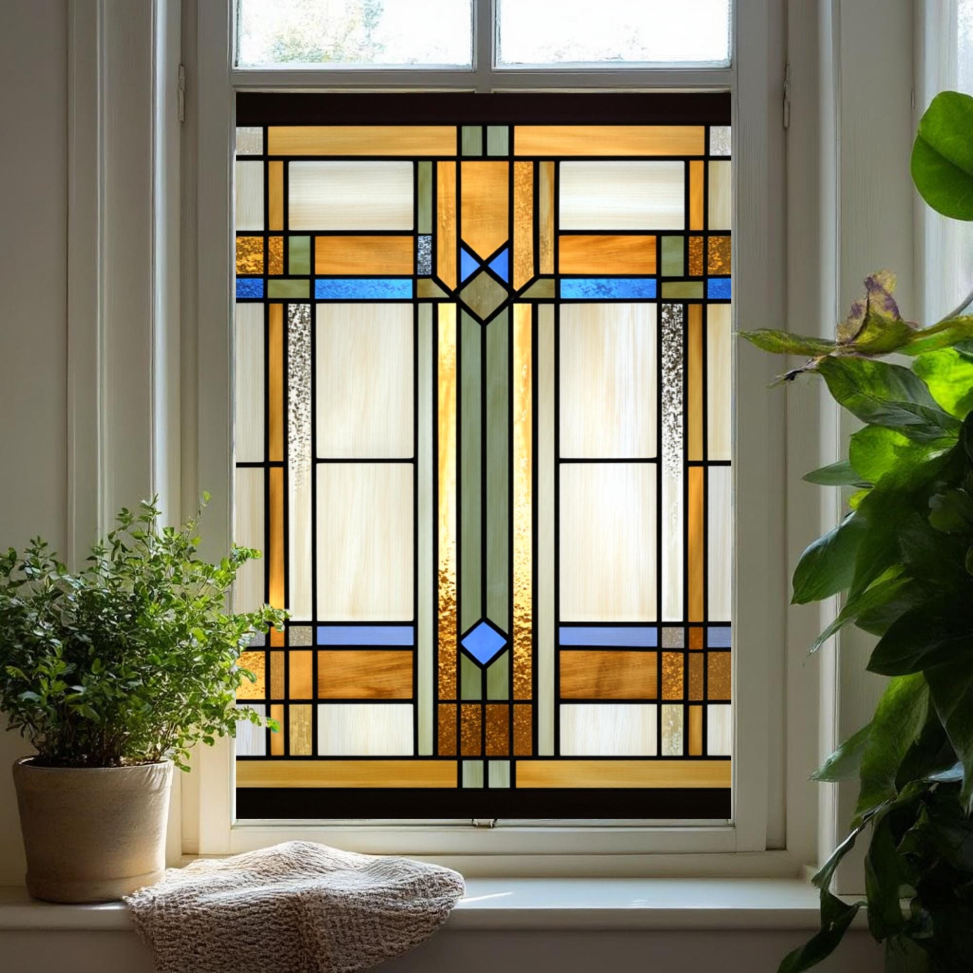 Stained Glass Window Film Art Deco Geometric Panel Design Window ...
