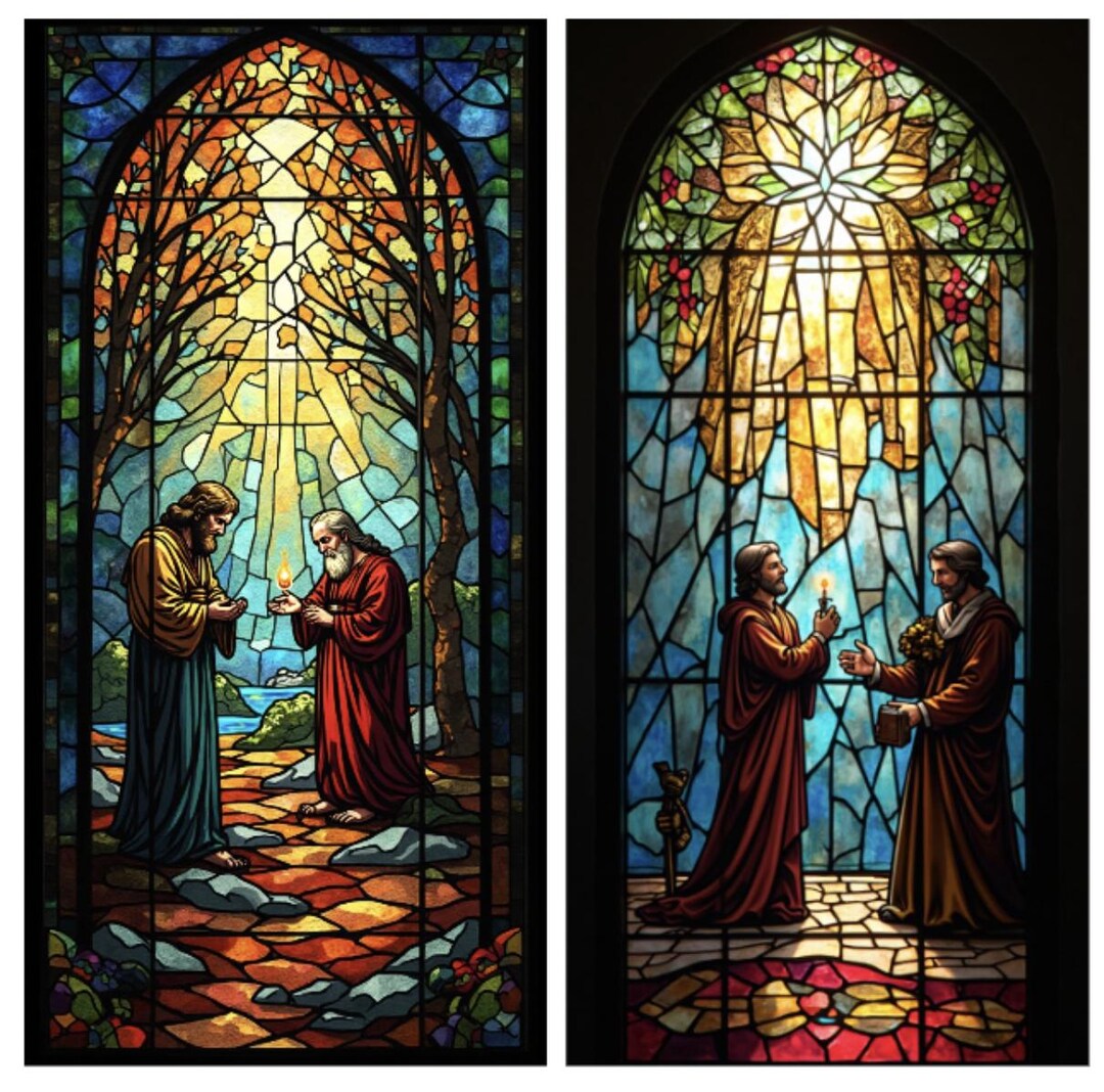 Custom Stained Glass Window Film Jesus Light Sharing Design – Religious ...