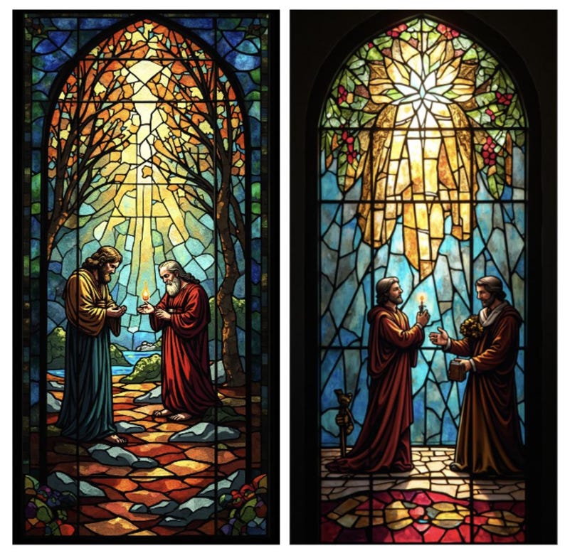Custom Stained Glass Window Film Jesus Light Sharing Design – Religious ...